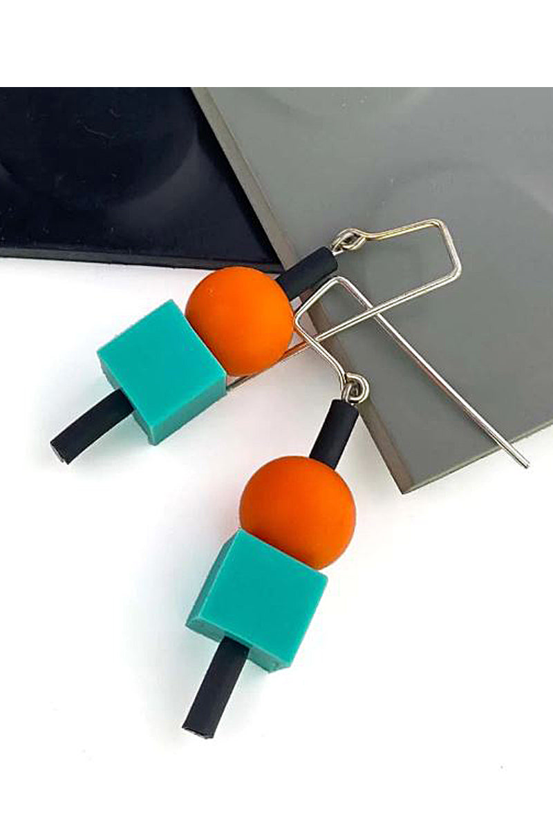 Frank Ideas Jello Earrings in Orange and Teal – Missouri Bluffs