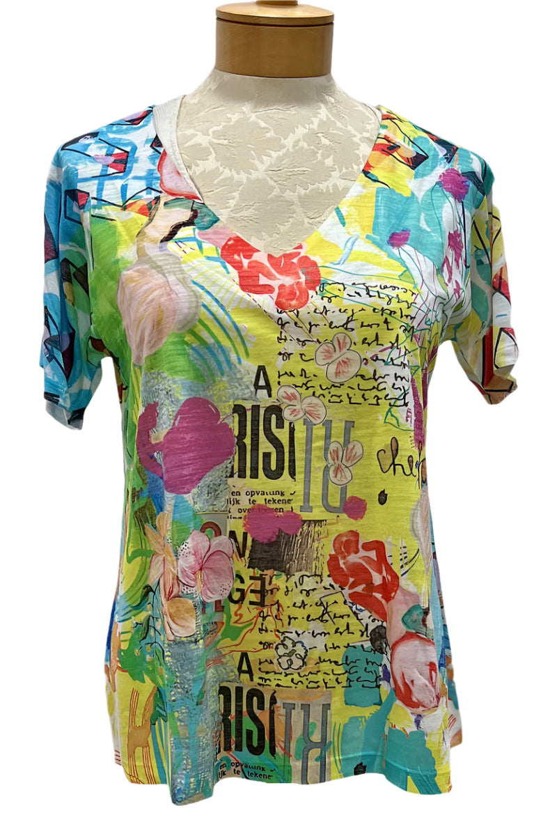Inoah Luminocity Short Sleeve V-Neck Straight Top T1484CO-AC56 ...