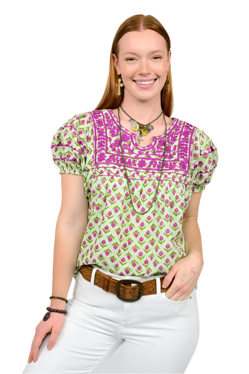 Sister Mary By Ivy Jane Patsy Top in Lime Floral – Missouri Bluffs